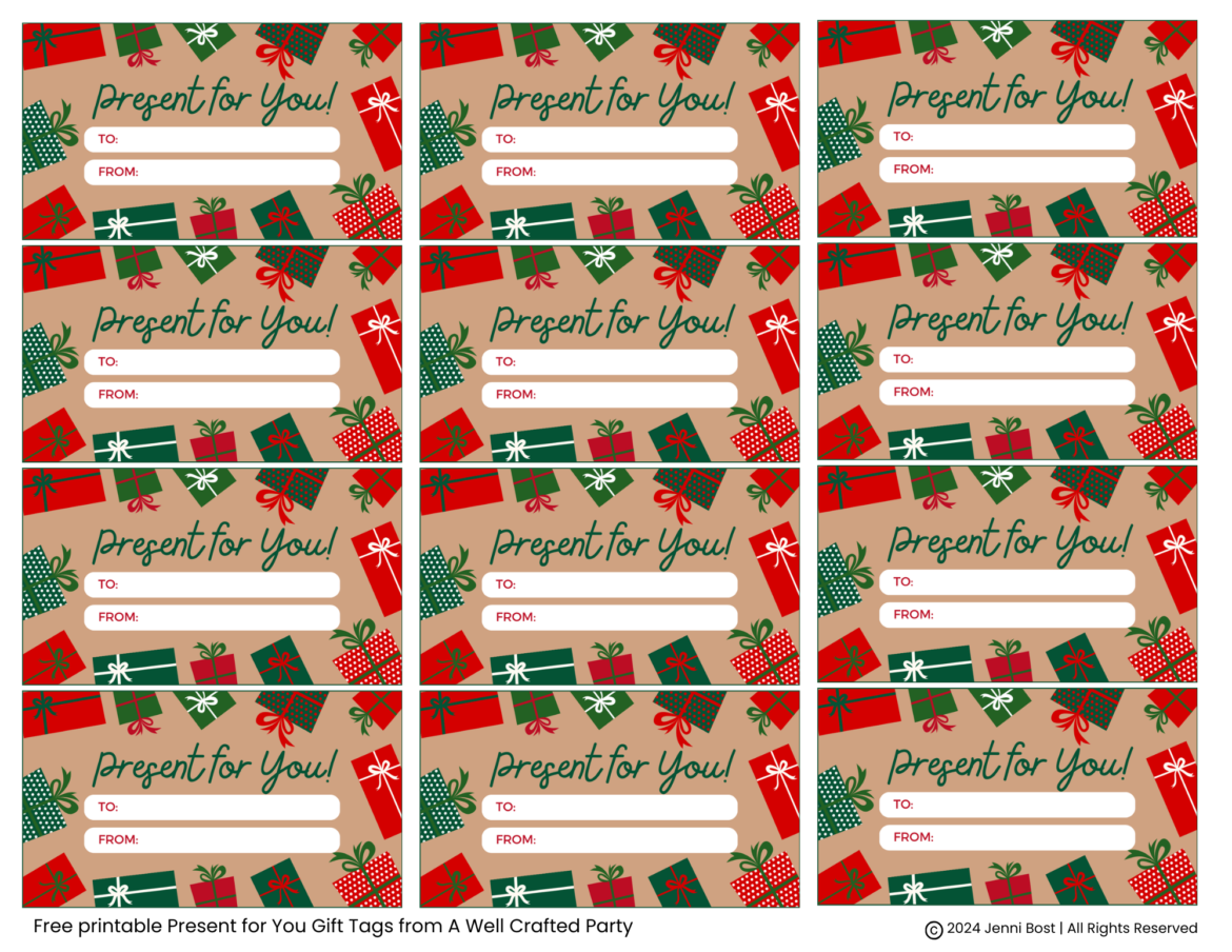 Free Printable Holiday Gift Tags – A Well Crafted Party
