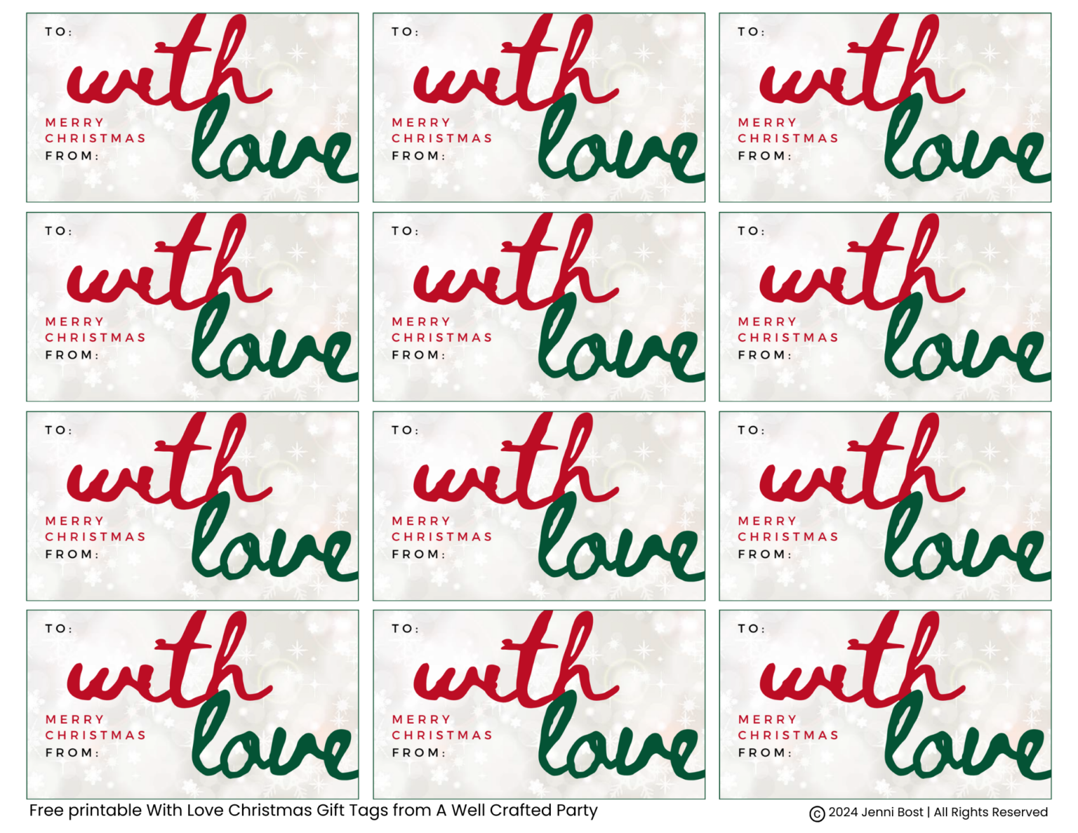 Free Printable Holiday Gift Tags – A Well Crafted Party